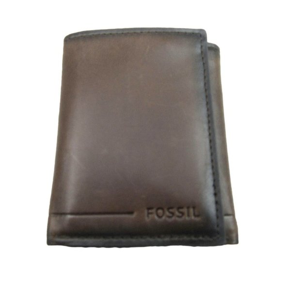 Fossil | Bags | Fossil Allen Rfid Trifold Dark Brown Leather Mens ...